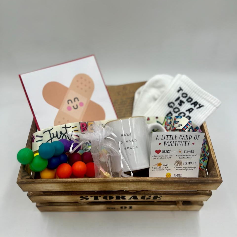 Positivity Wooden Hamper – Uplifting Gift Box for Wellness & Motivatio